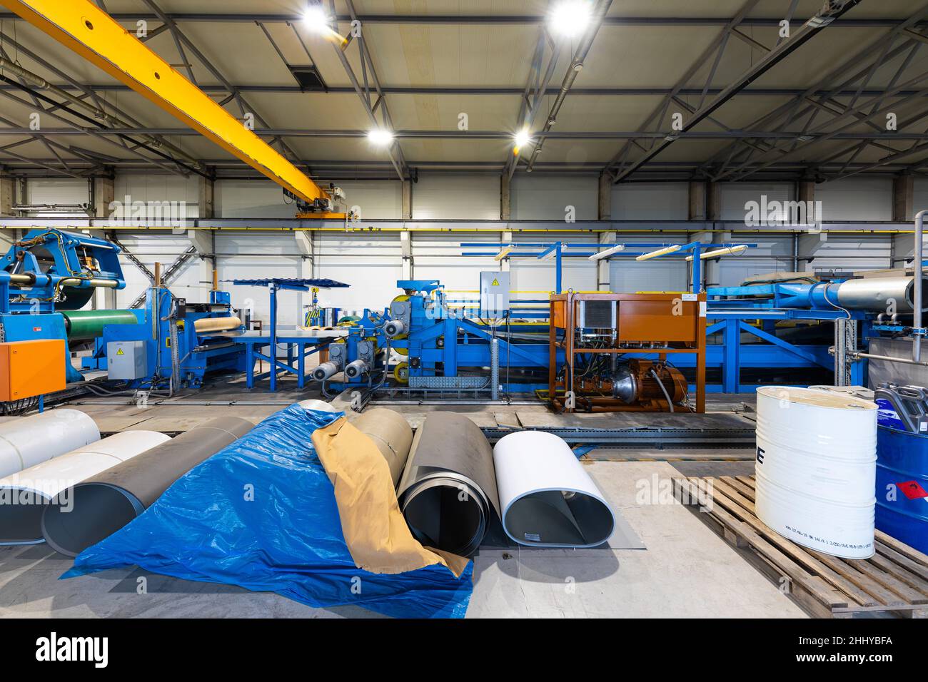 Photo shot of rolls of steel sheet stored in warehouse; Cold rolled ...