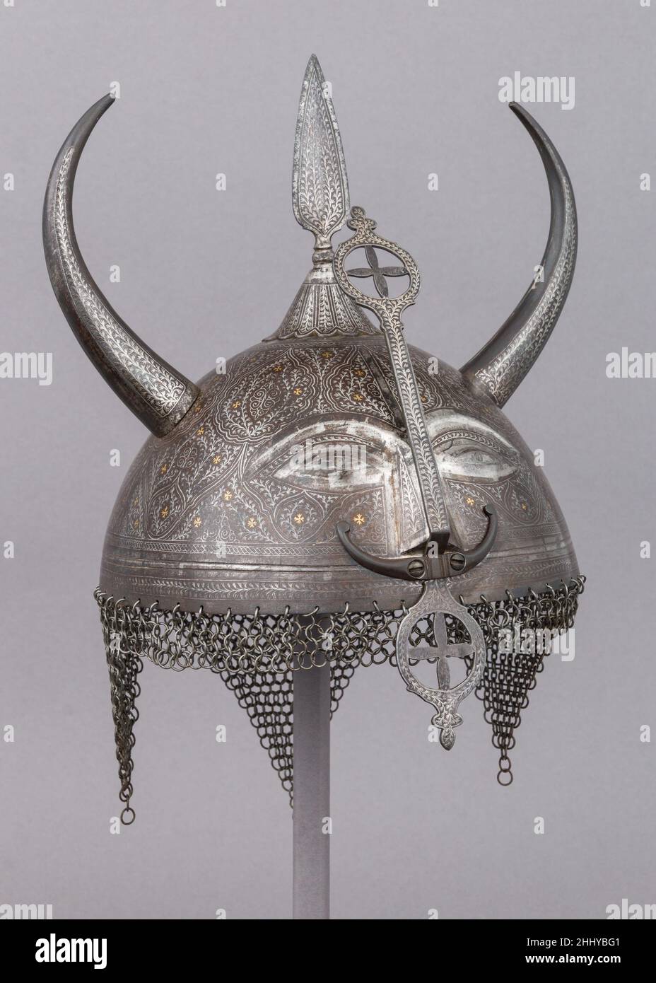 Helmet (Khula Khud) with Horns 19th century Indian. Helmet (Khula Khud ...