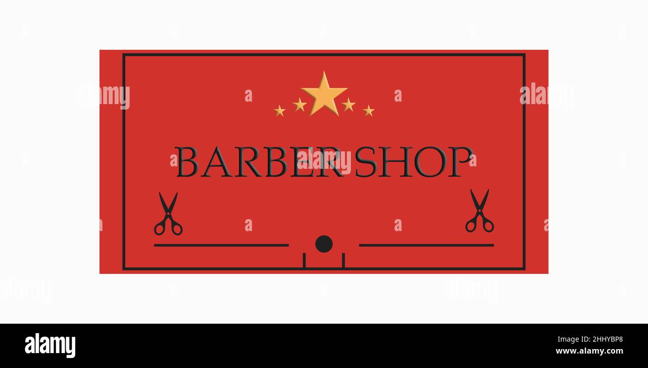 Logo for a barbershop on a red background, elegant ornament, 3D ...