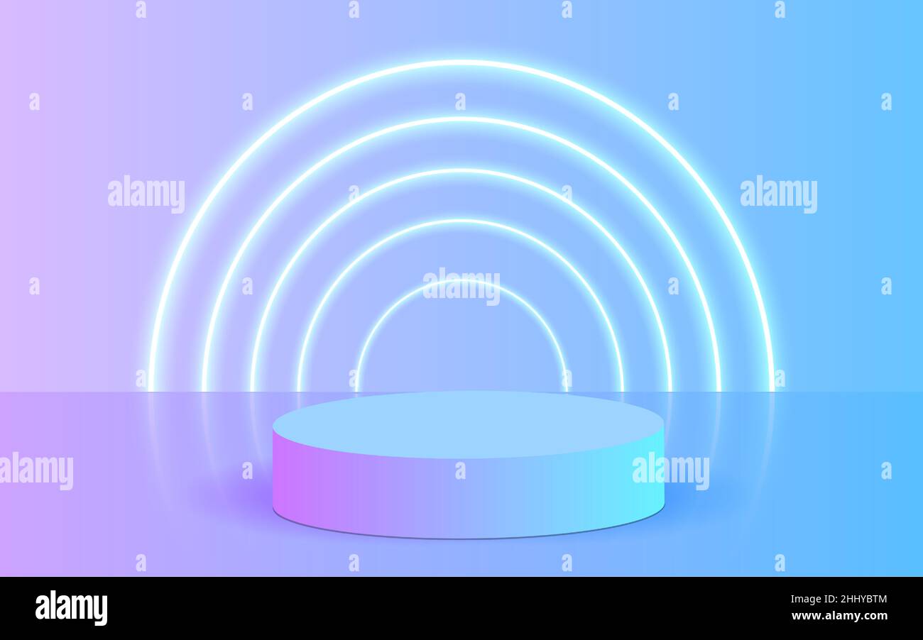 3D abstract studio room with pedestal. geometric platform with hologram ...