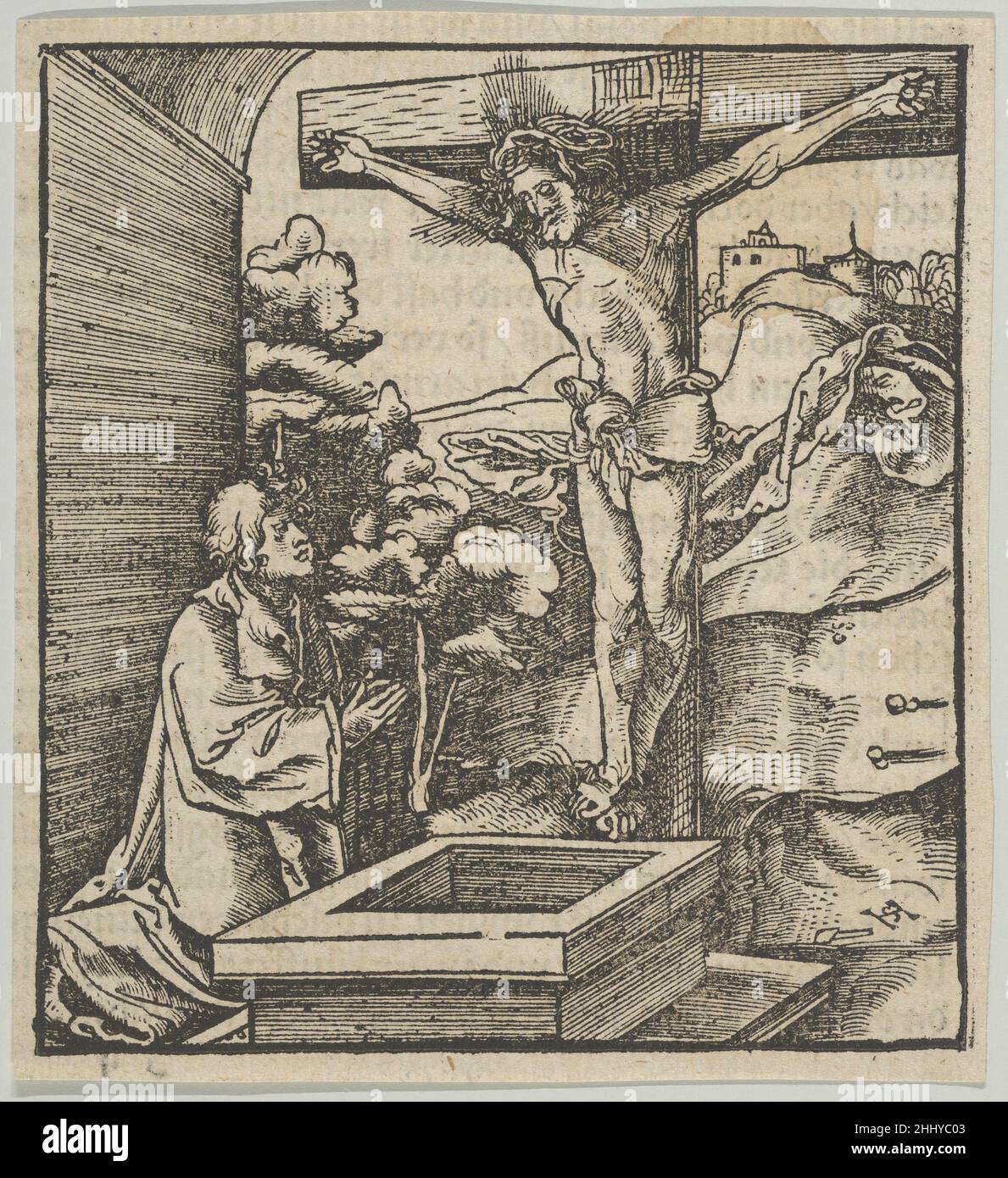 A Man Praying before a Crucifix, from Hymmelwagen auff dem, wer wol ...