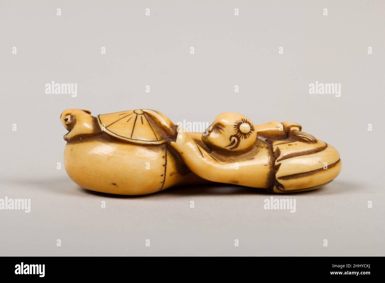 Netsuke of Boy Catching a Mouse in a Gourd 19th century Japan. Netsuke ...