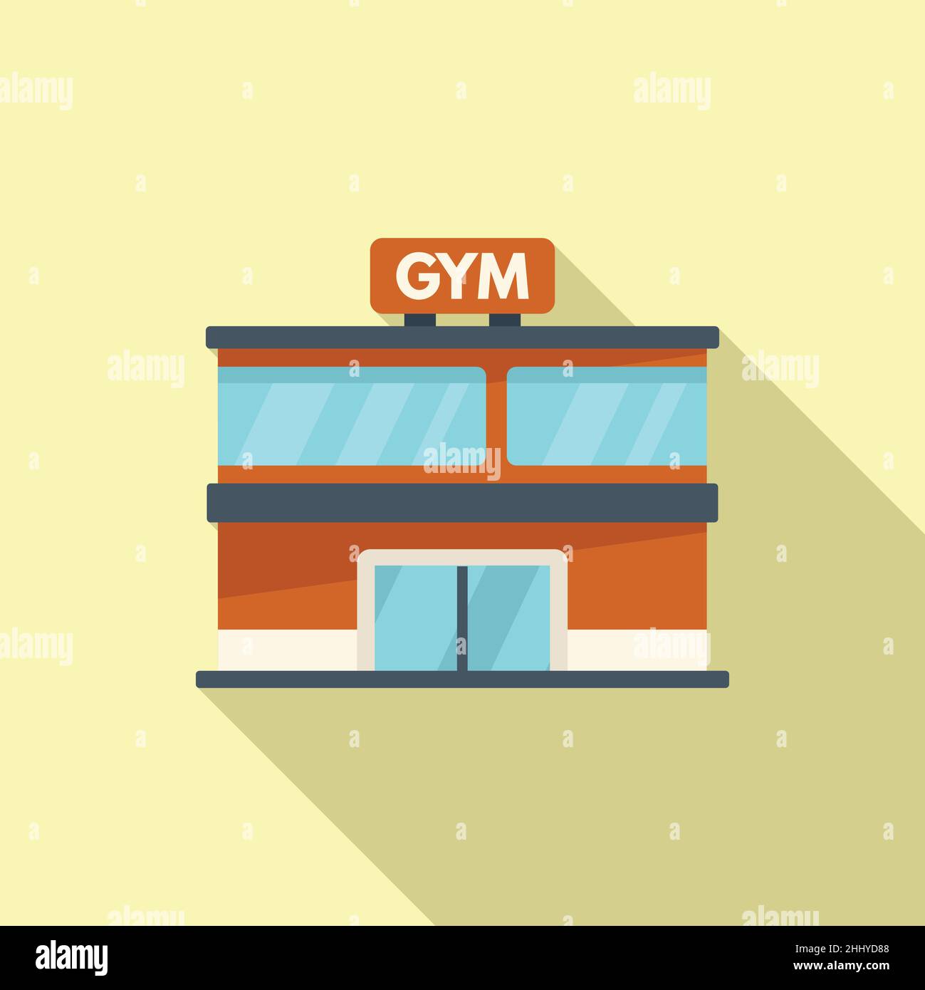 Gym building icon flat vector. Healthy sport. Active lifestyle Stock ...