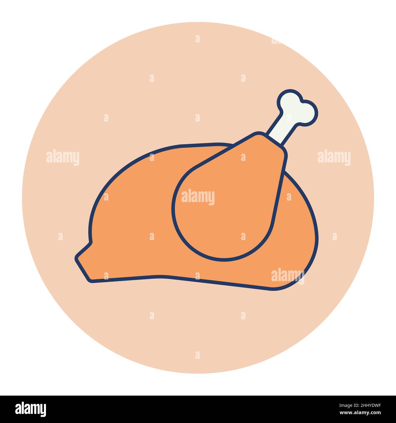 Whole roast chicken vector flat icon food meat. Barbecue and bbq grill ...