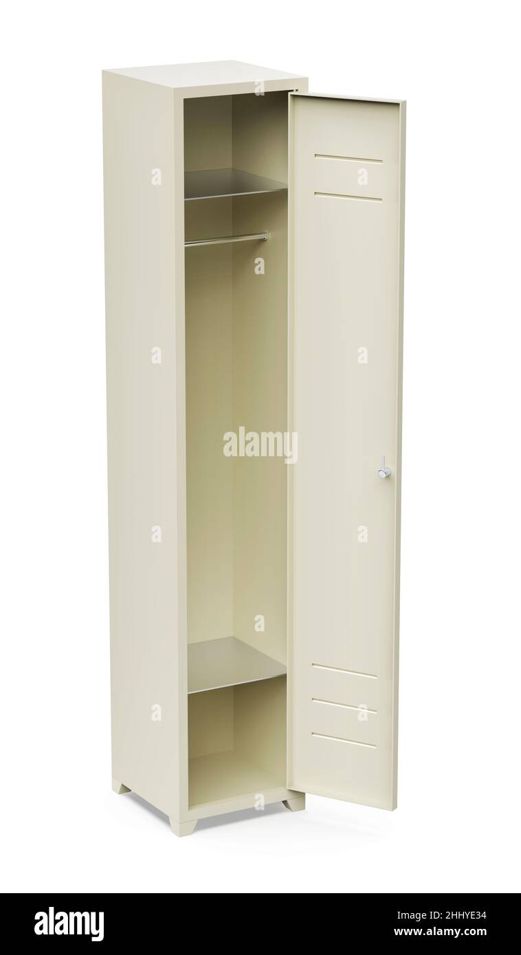 Empty metal locker cabinet on white background Stock Photo - Alamy