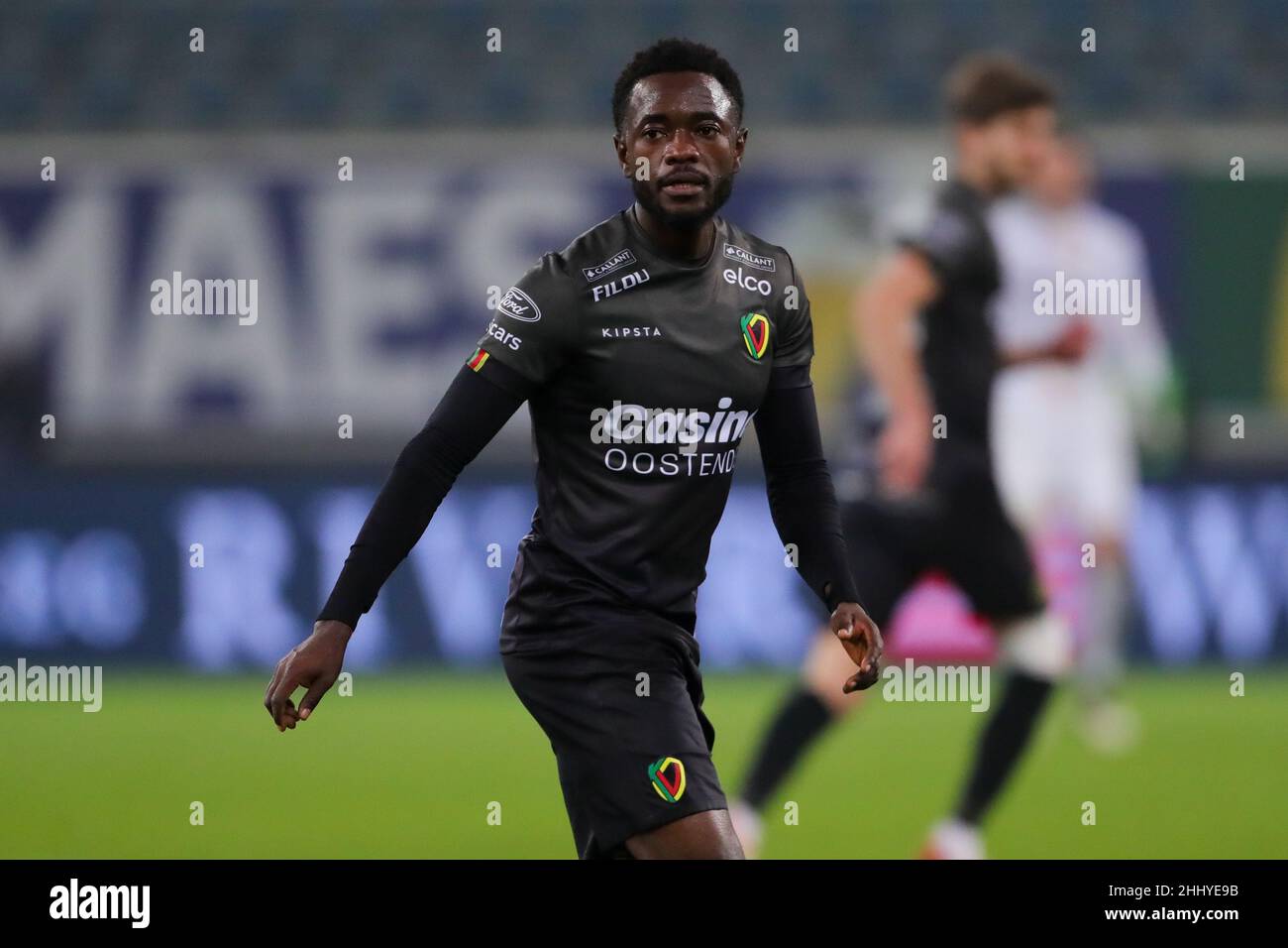 GENT, BELGIUM - JANUARY 25: David Atanga of KV Oostende during the ...