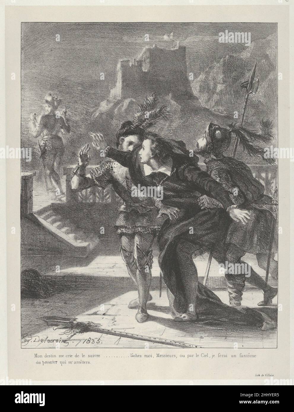Hamlet Tries To Follow His Father's Ghost 1835 Eugène Delacroix French ...