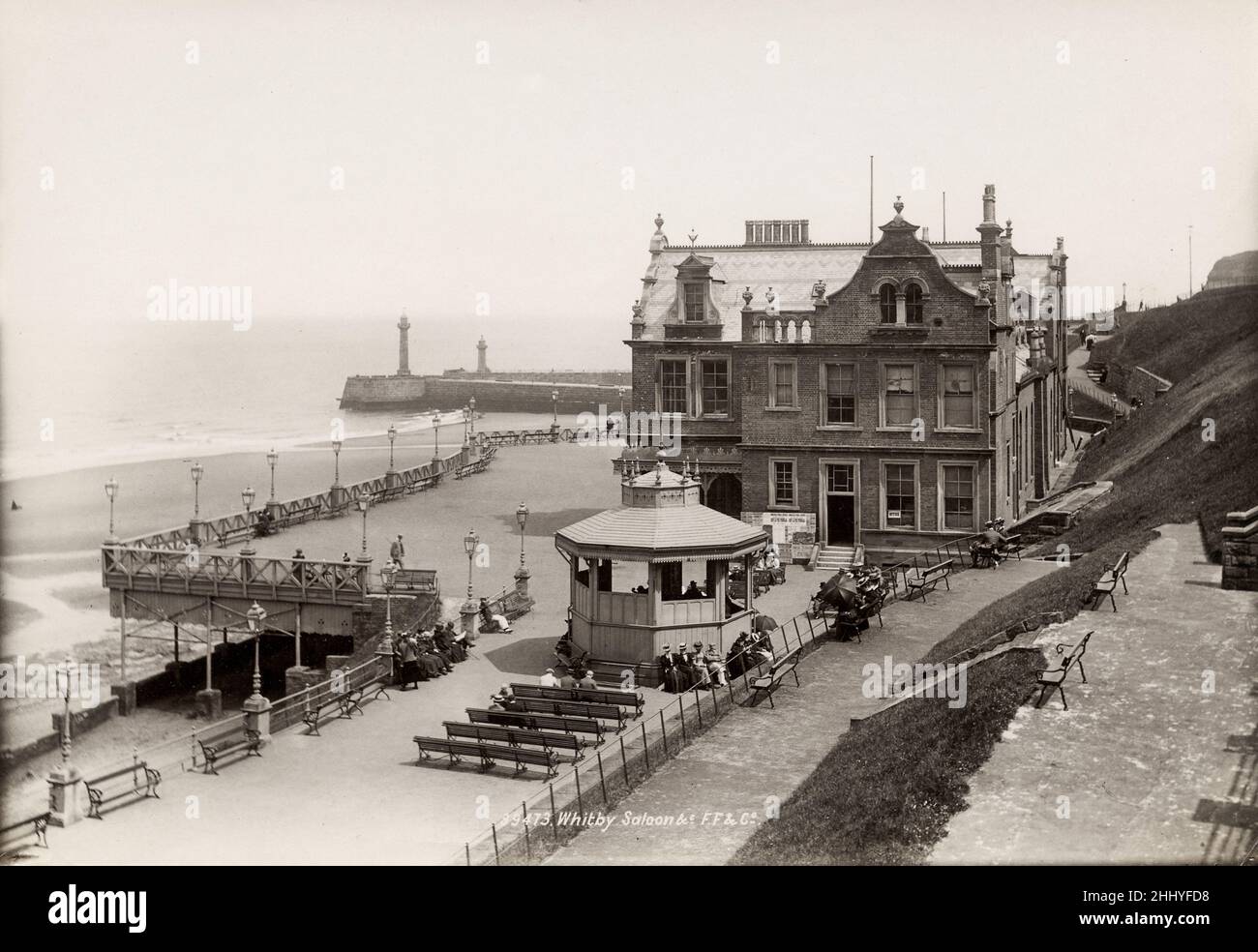 Vintage photograph, late 19th, early 20th century, view of Whitby ...