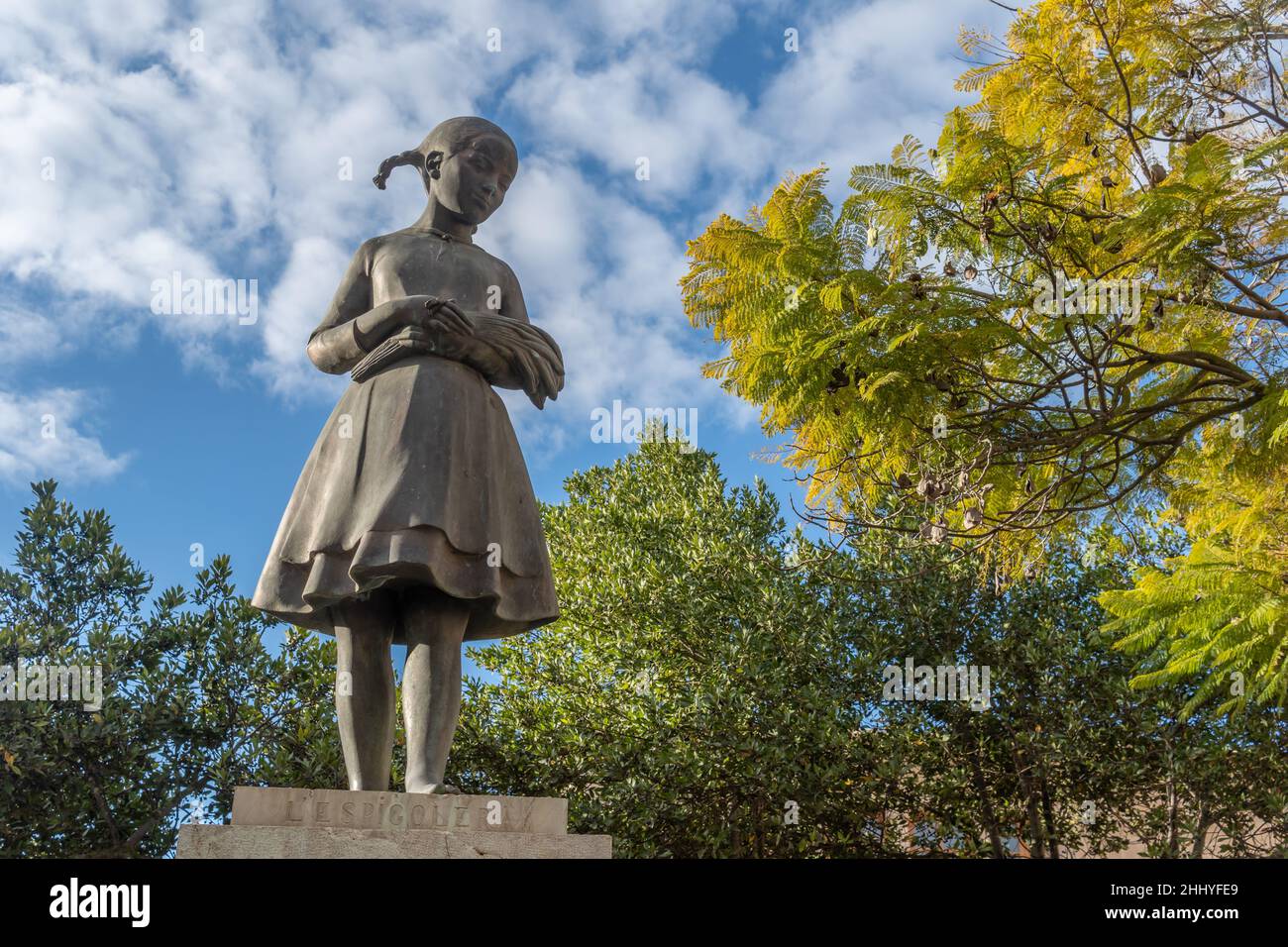 Llucmajor, january 21 2022: Bronze sculpture in a public square ...