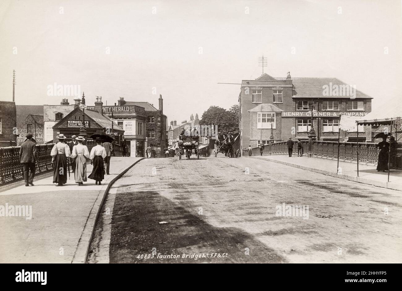 Vintage photograph, late 19th, early 20th century, view of Taunton ...