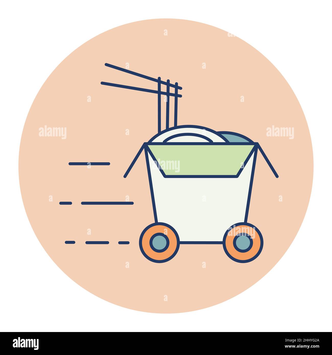 Wheeled wok box vector flat icon. Delivery sign. Graph symbol for ...