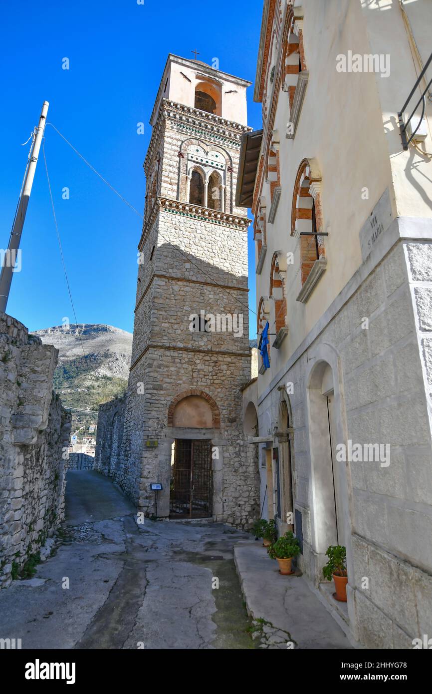 An old street in Itri, a medieval city in the Lazio region, Italy Stock ...