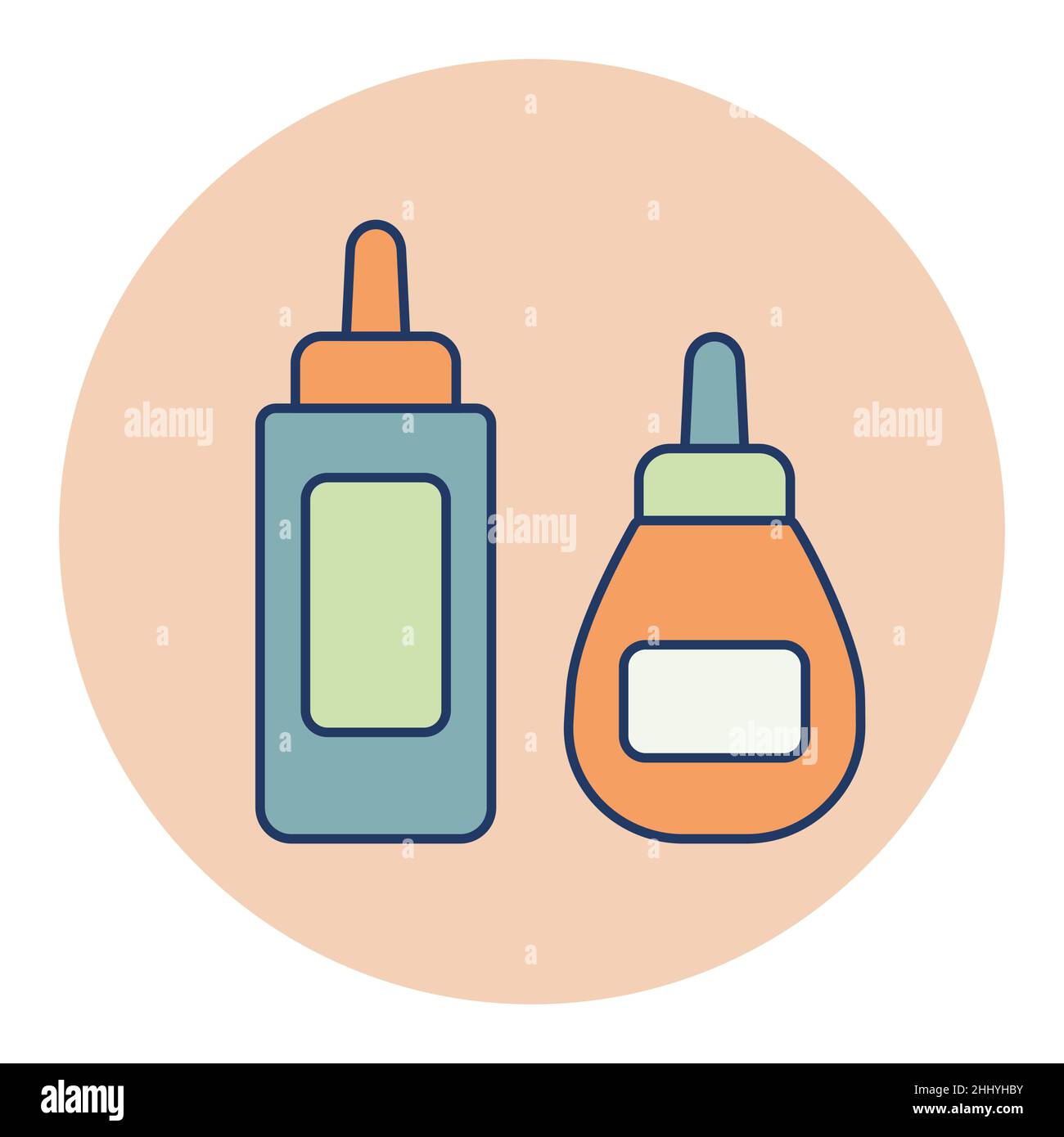 Ketchup mustard and mayonnaise spicy bottle flat icon. Barbecue and bbq ...