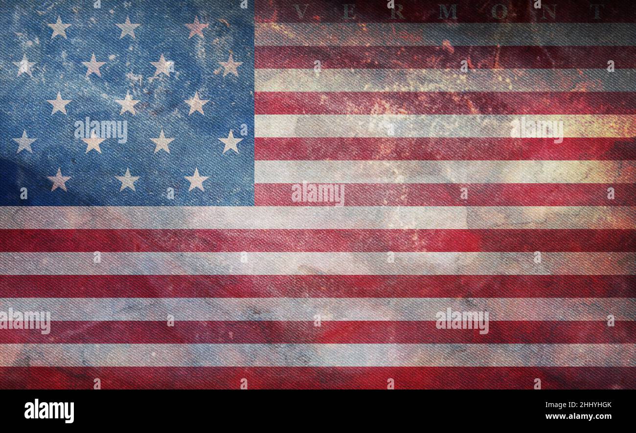 Top view of Vermont 1804 1837 , USA flag, no flagpole. Plane design ...