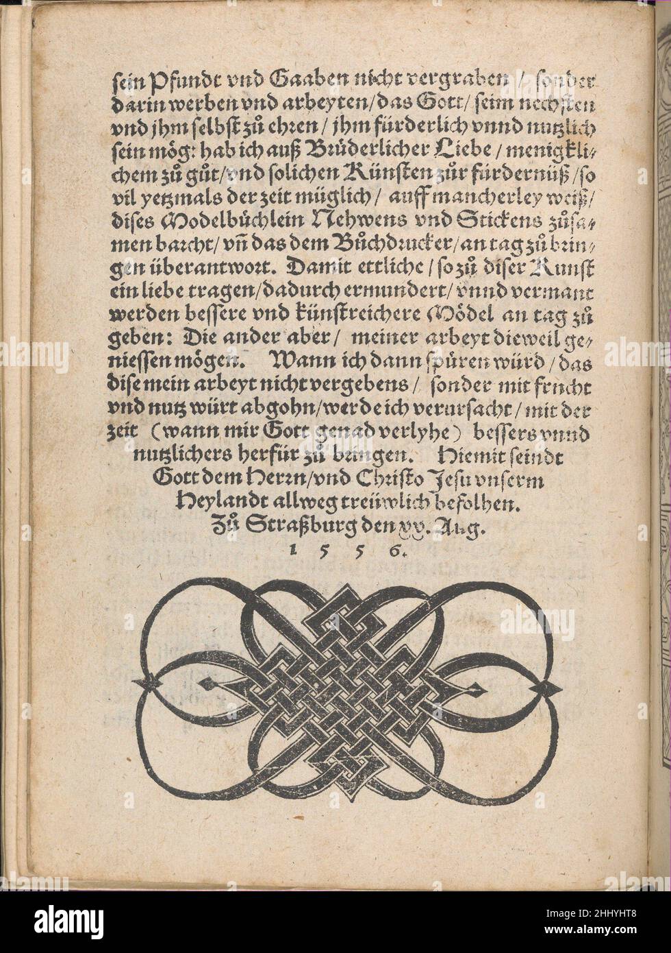 New Modelbüch allen Nägerin u. Sydenstickern (dedicatory page, 2v) 1556 ...