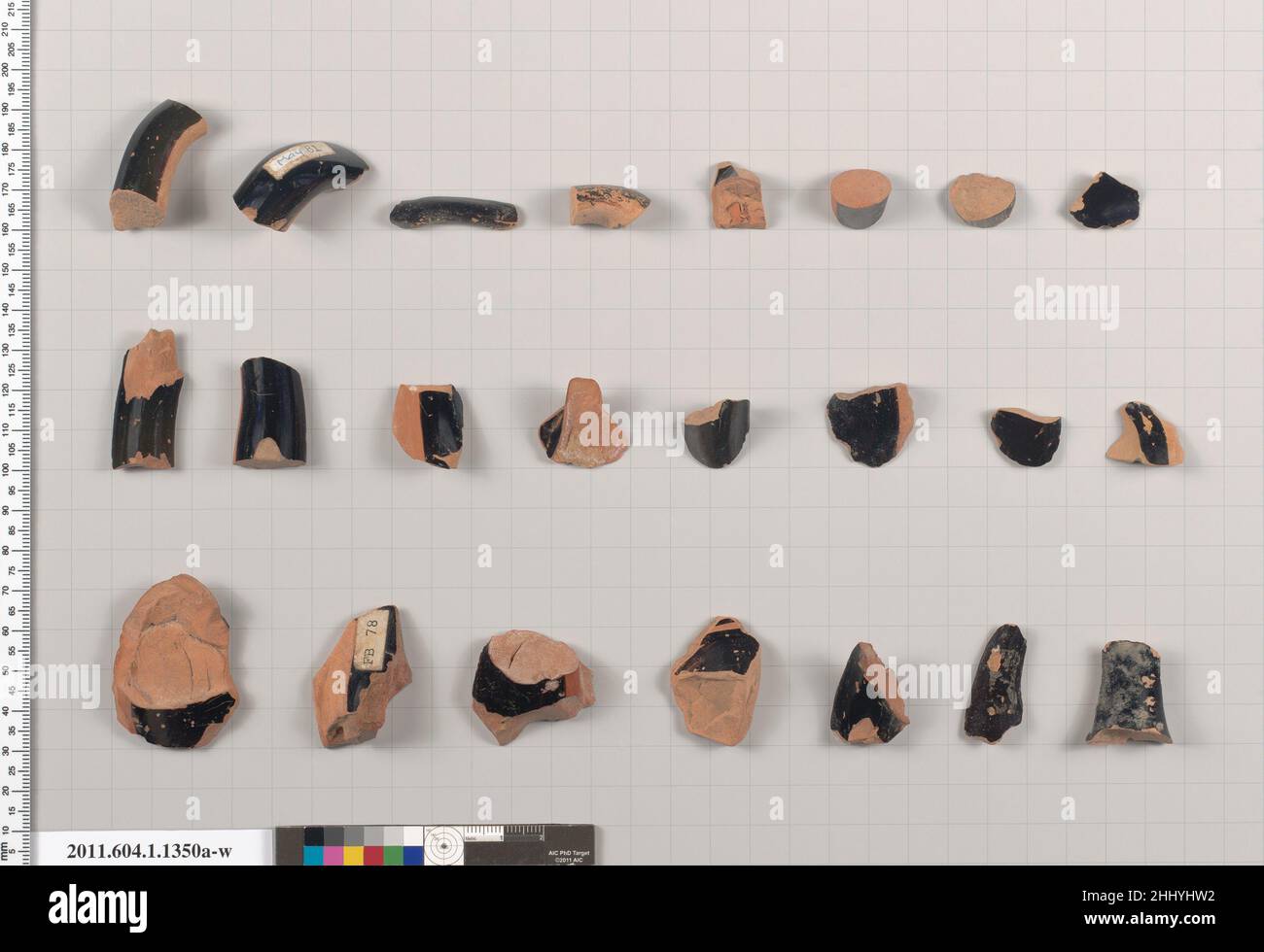 Terracotta fragments of kylikes (drinking cups) 5th century B.C. Greek ...