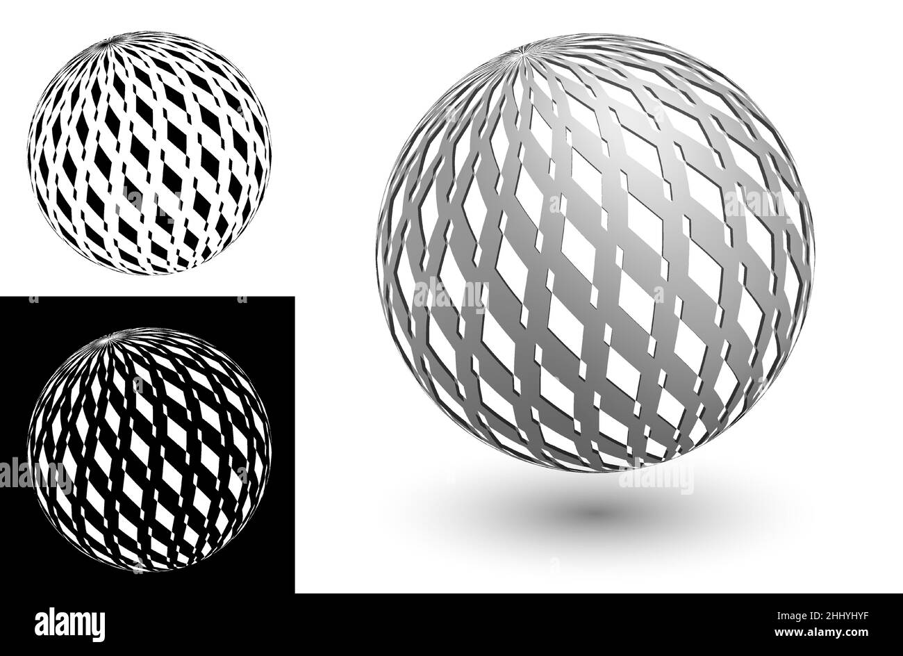 decorative sphere with abstract geometric rhombus ornament. Design ...