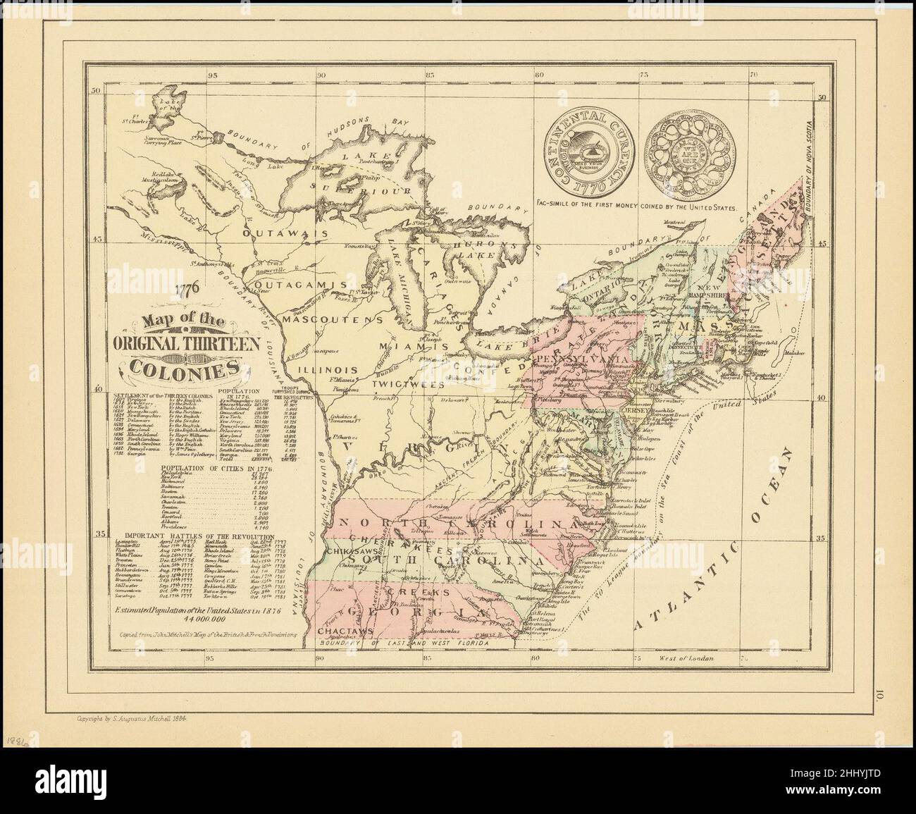 Thirteen original colonies map hi-res stock photography and images - Alamy