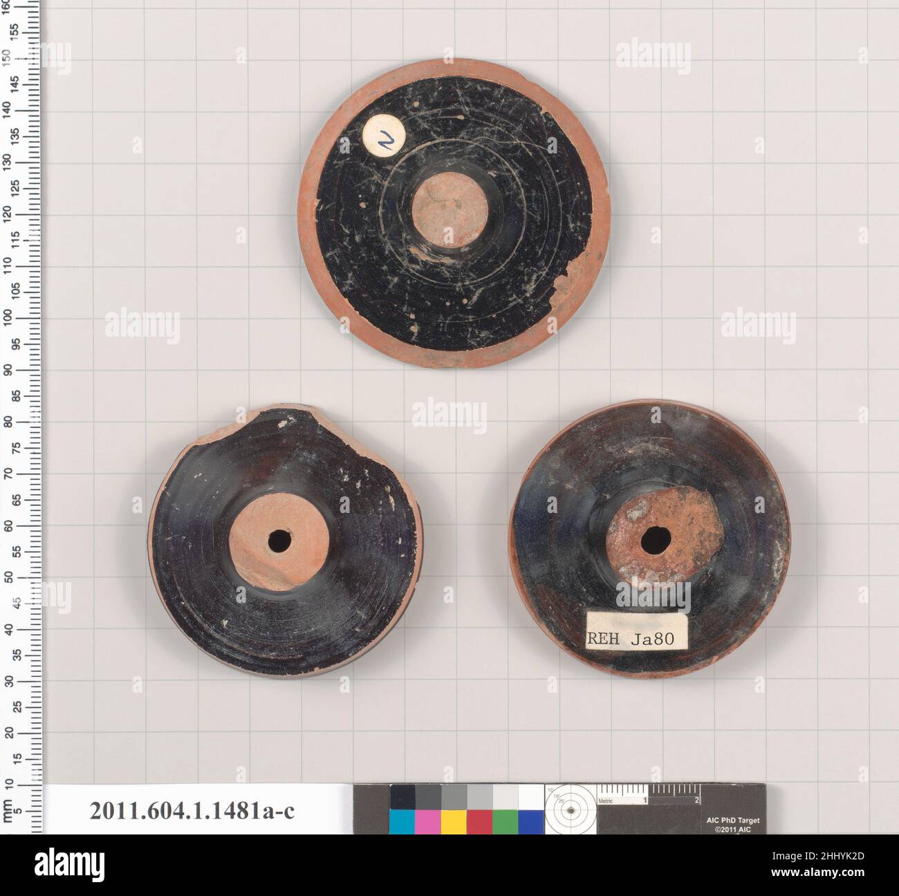 Terracotta fragments of kylikes (drinking cups) 5th century B.C. Greek ...