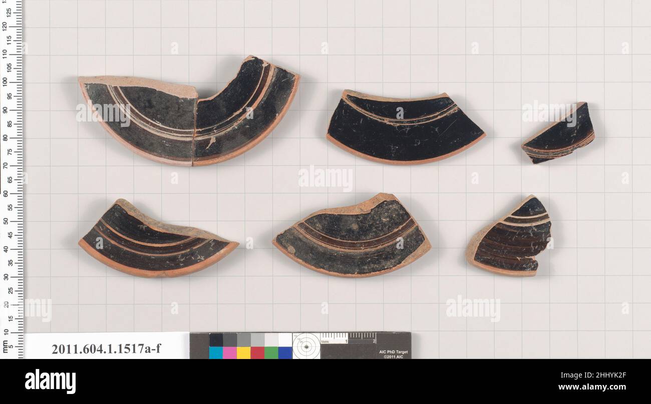 Terracotta fragments of kylikes (drinking cups) 5th century B.C. Greek ...