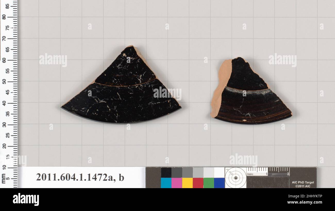 Terracotta fragments of kylikes (drinking cups) 5th century B.C. Greek ...