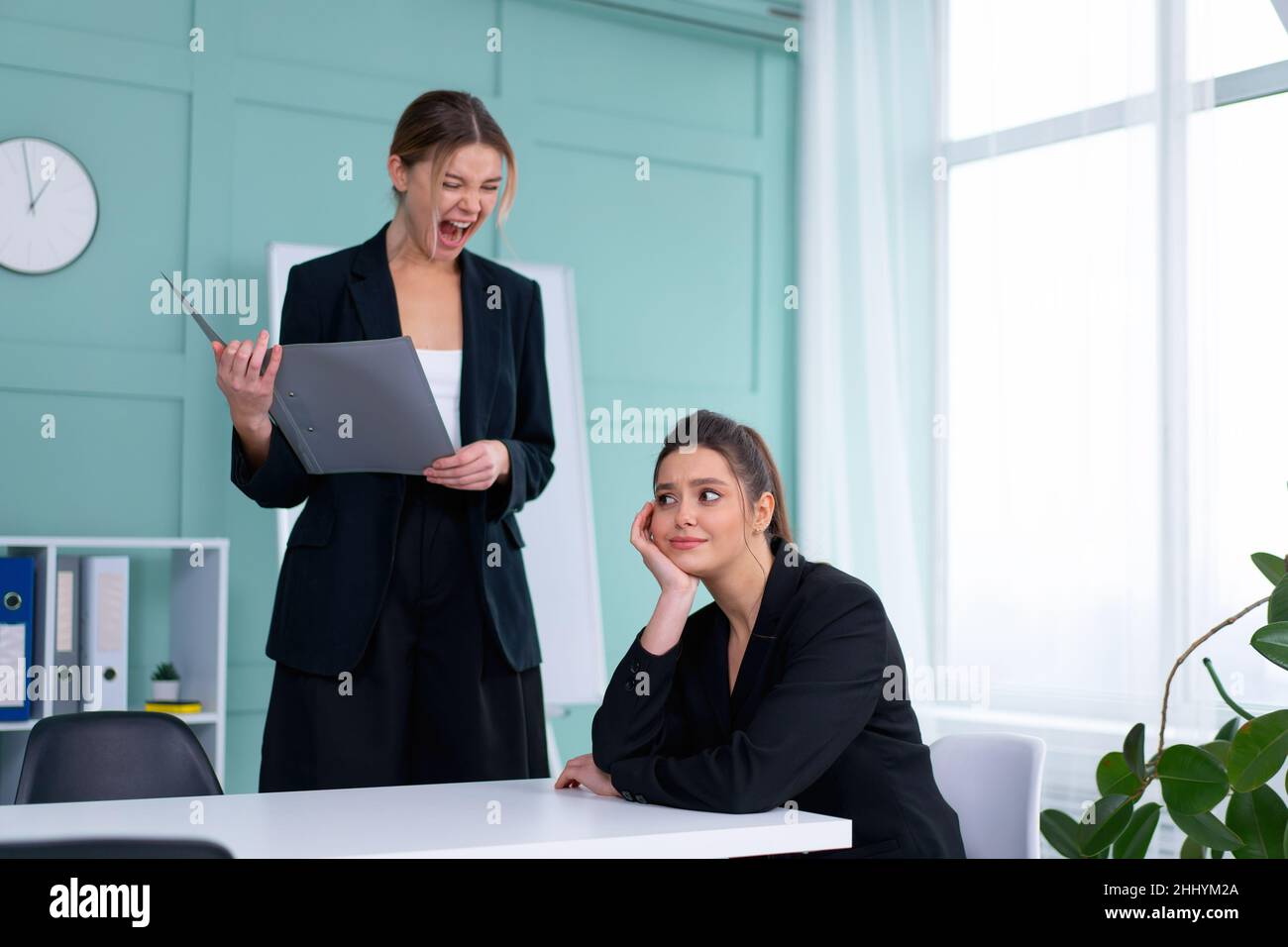 Boss screaming at frustrated employee, bullying and emotional abuse at ...