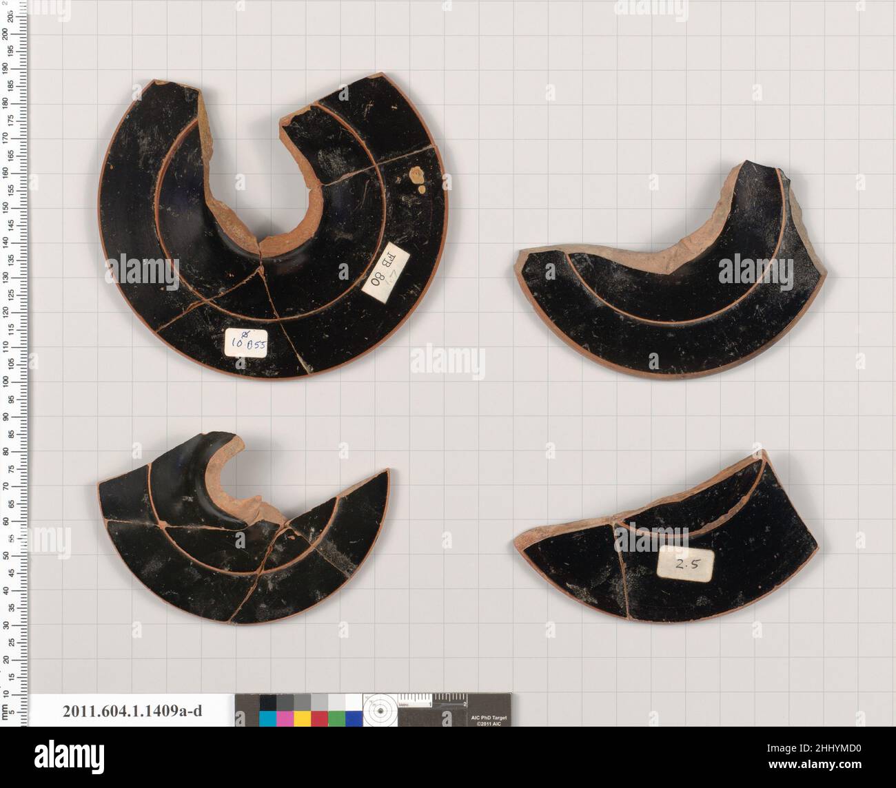 Terracotta fragments of kylikes (drinking cups) 5th century B.C. Greek ...