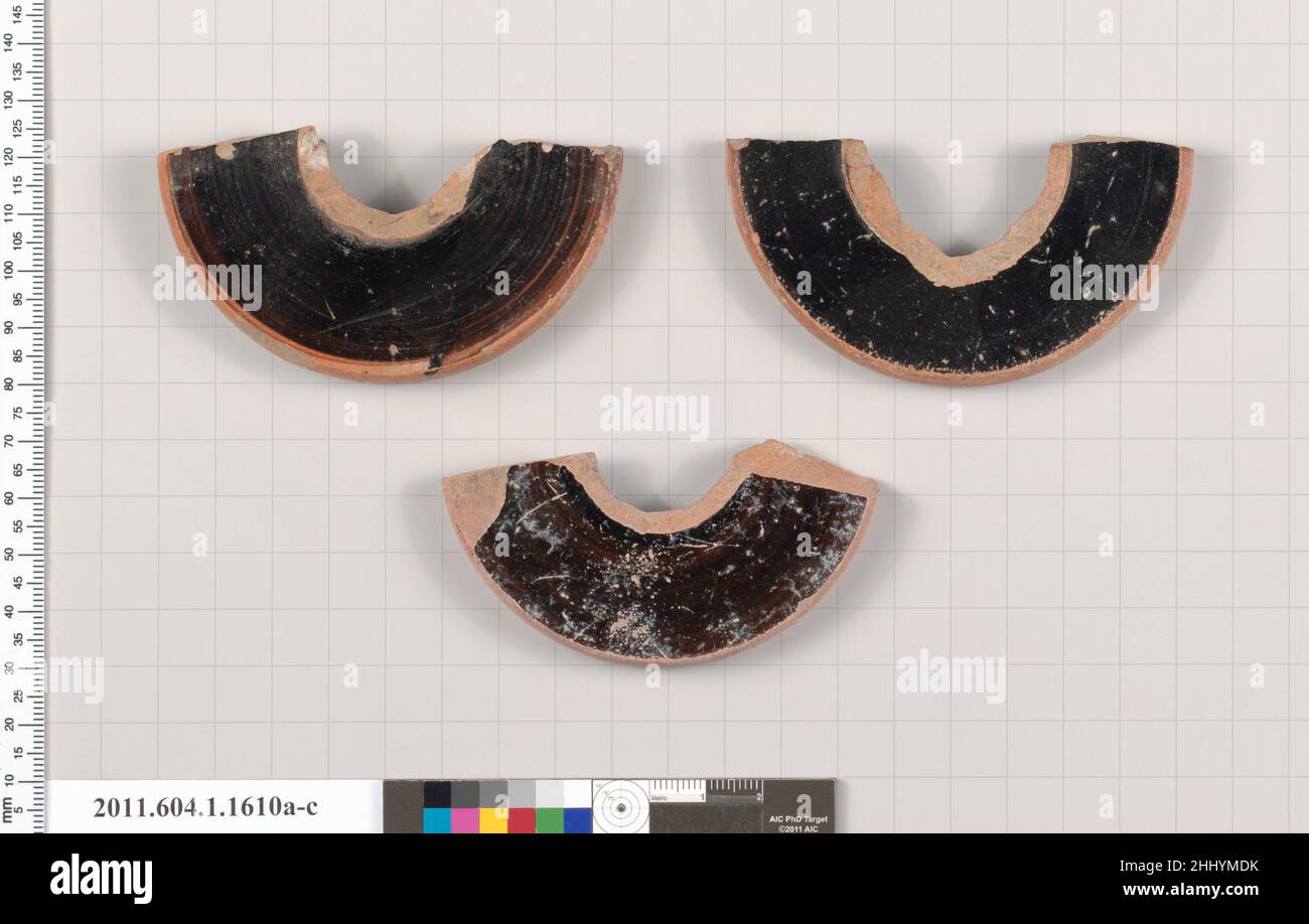 Terracotta fragments of kylikes (drinking cups) 5th century B.C. Greek ...