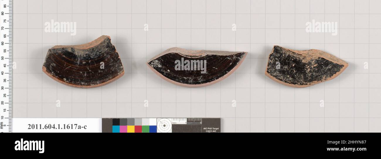 Terracotta fragments of kylikes (drinking cups) 5th century B.C. Greek ...