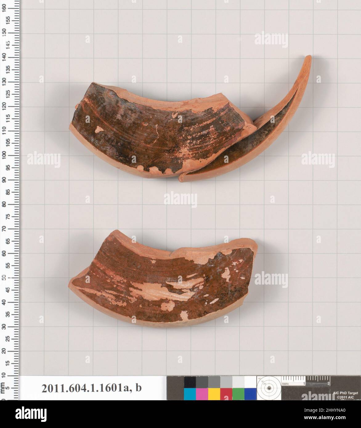 Terracotta fragments of kylikes (drinking cups) 5th century B.C. Greek ...