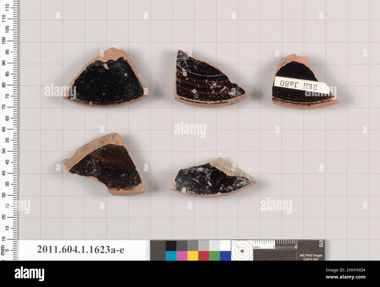 Terracotta fragments of kylikes (drinking cups) 5th century B.C. Greek ...