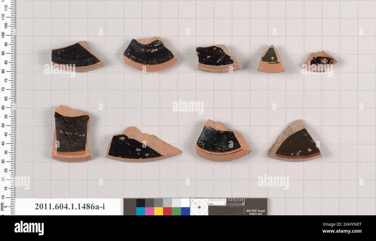 Terracotta fragments of kylikes (drinking cups) 5th century B.C. Greek ...