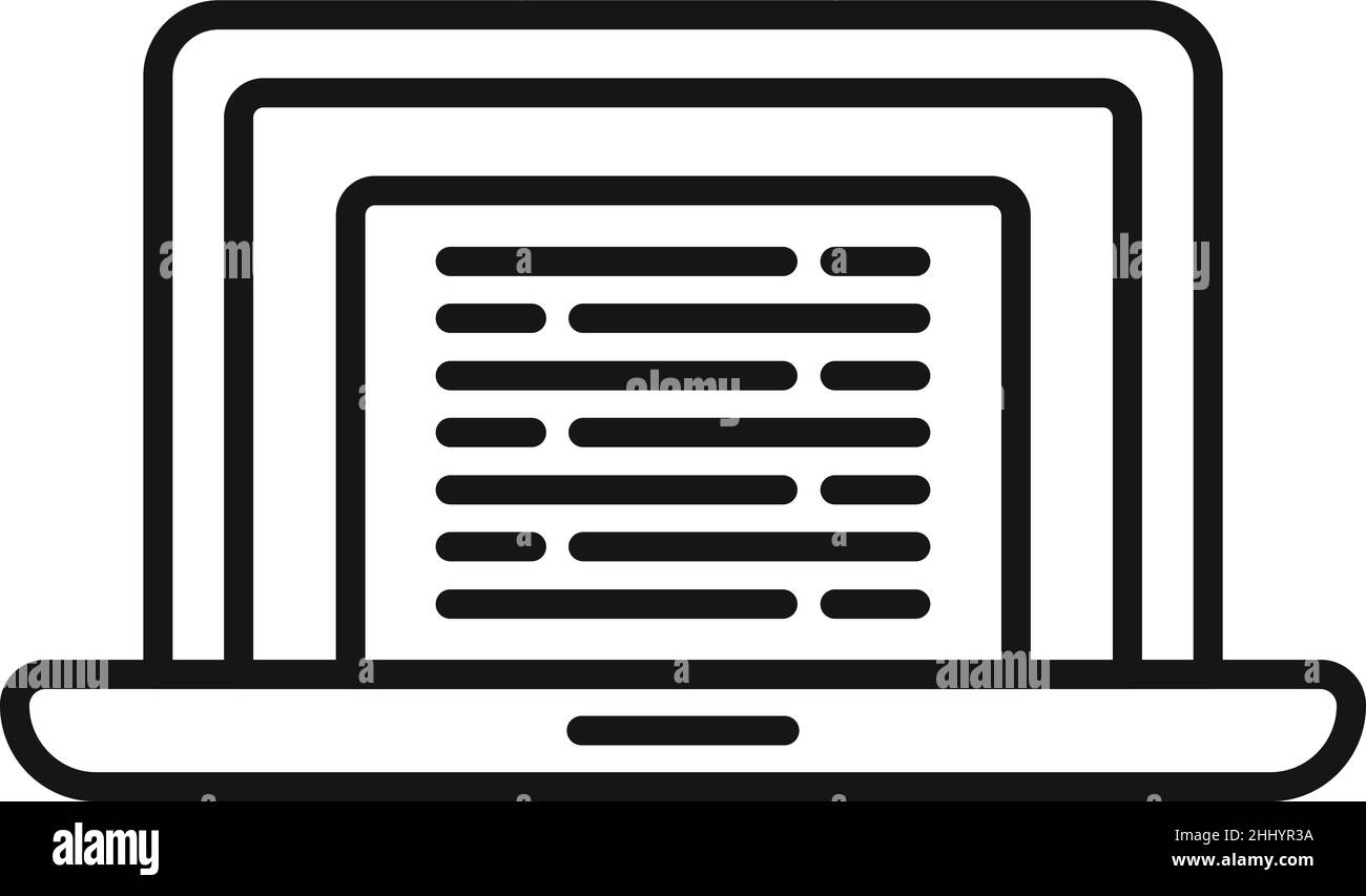 Laptop online test icon outline vector. Remote course Stock Vector ...