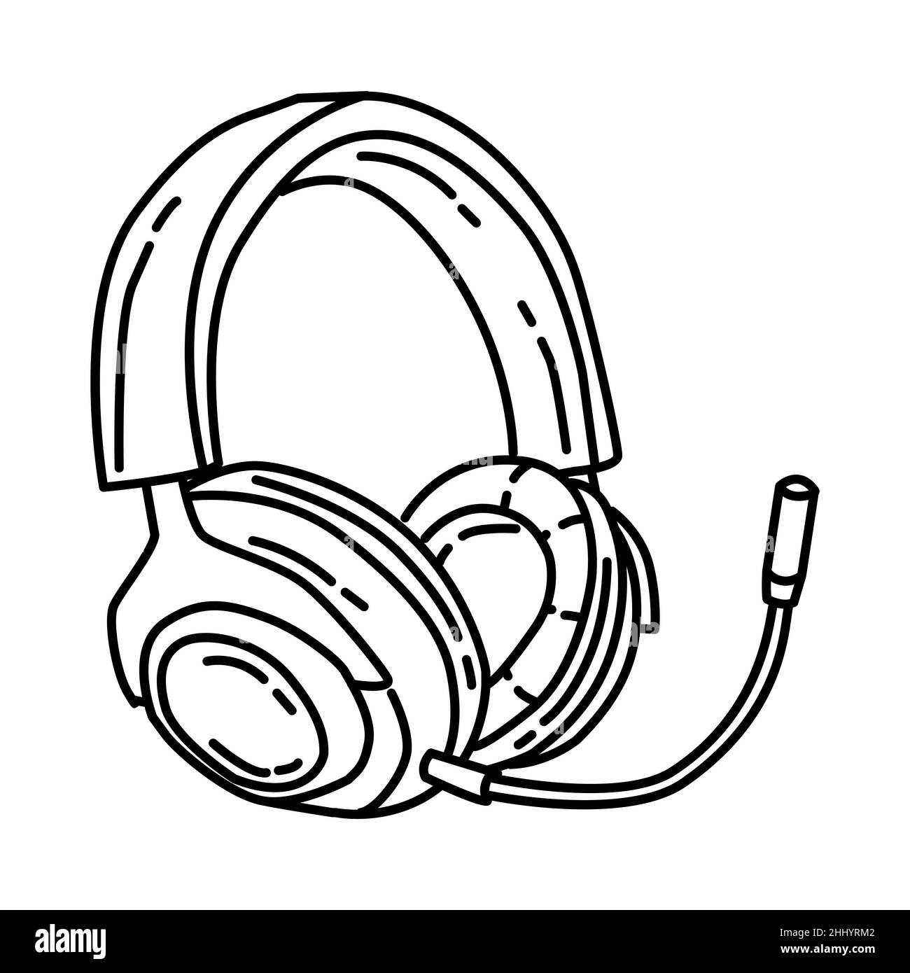 Headset Portable Part of Electronic for Office Device Hand Drawn Icon ...