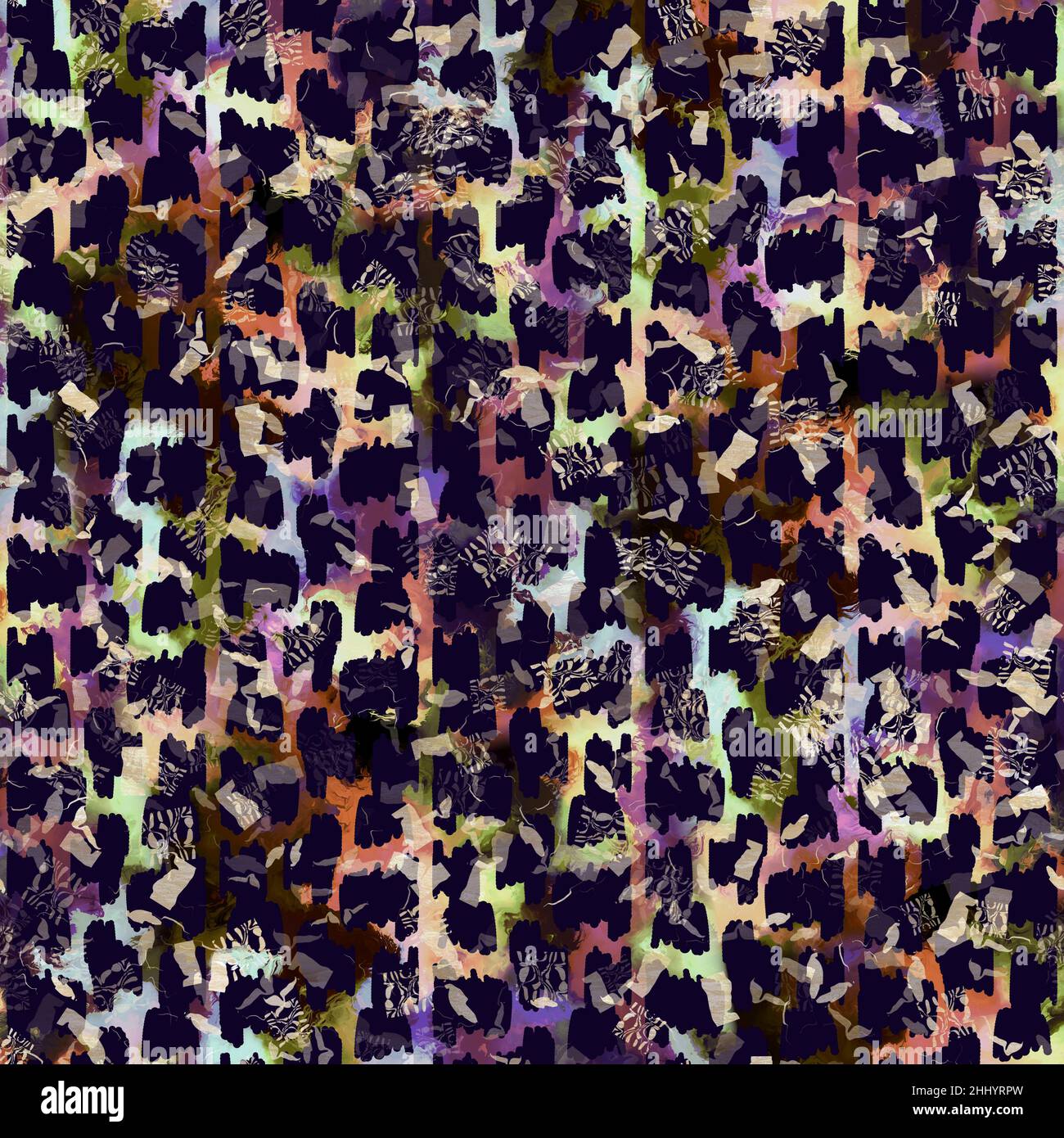 Exotic multicoloured boho mottled camouflage scatter print. Seamless ...