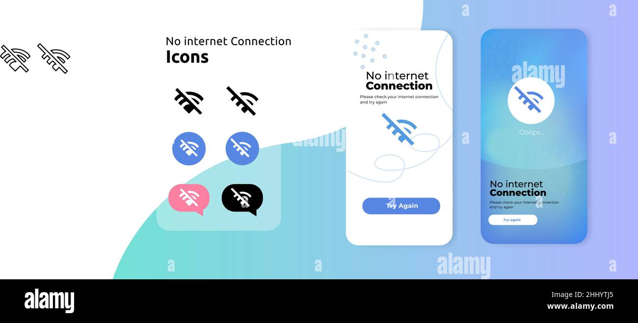 Wireless Wi-Fi icons, mobile app screen concept, design template, no ...
