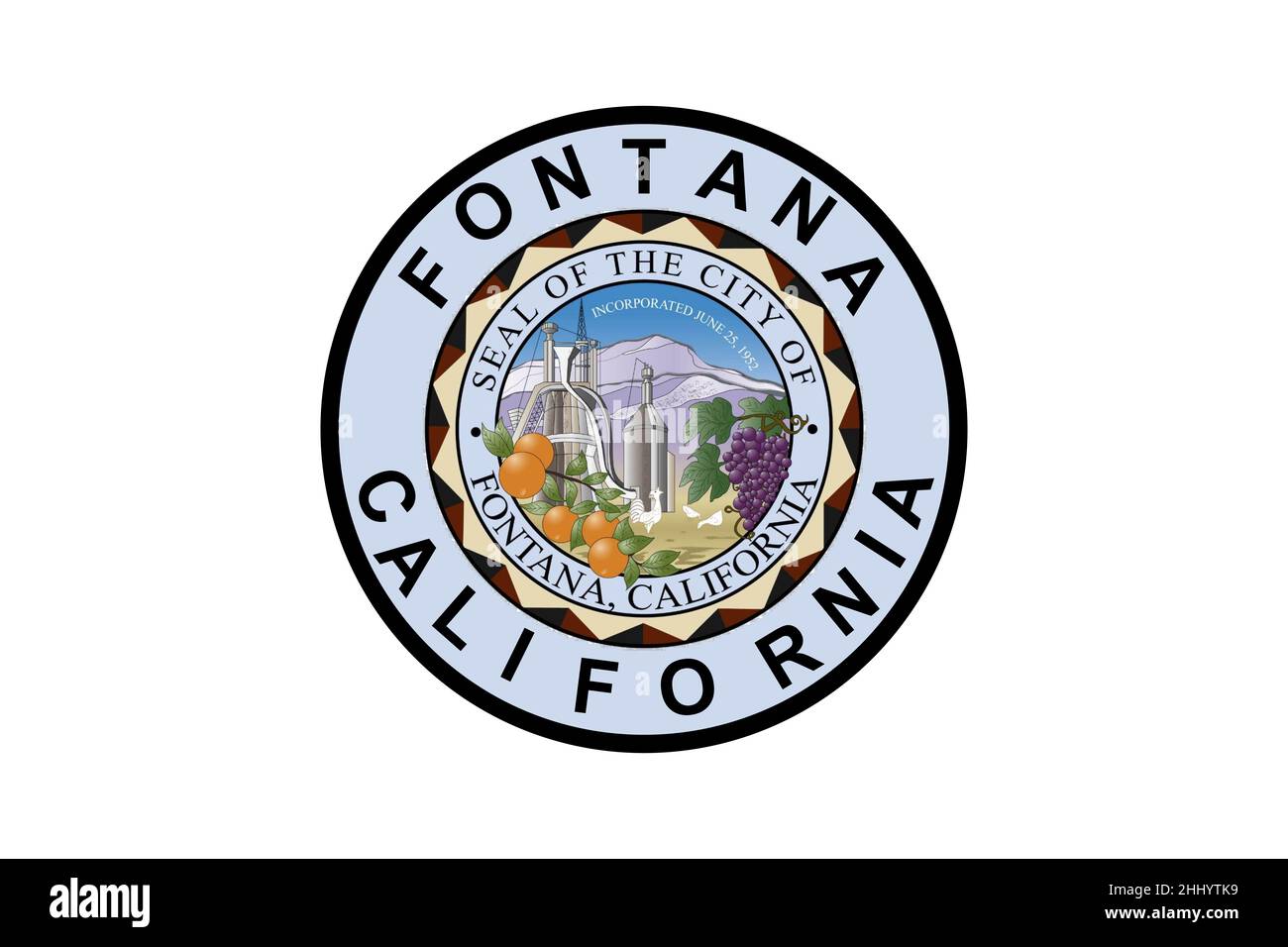 Top view of flag Fontana, California, untied states of America. USA ...