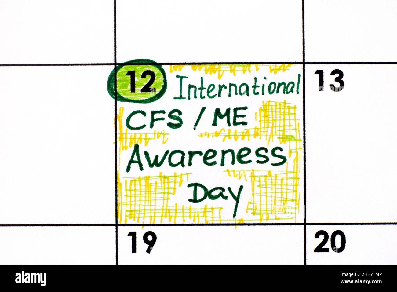 Reminder International CFS/ ME Awareness Day in calendar. May 12 Stock ...