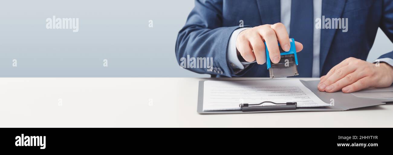 Accountant working with documents. Businessman signing contract Stock ...