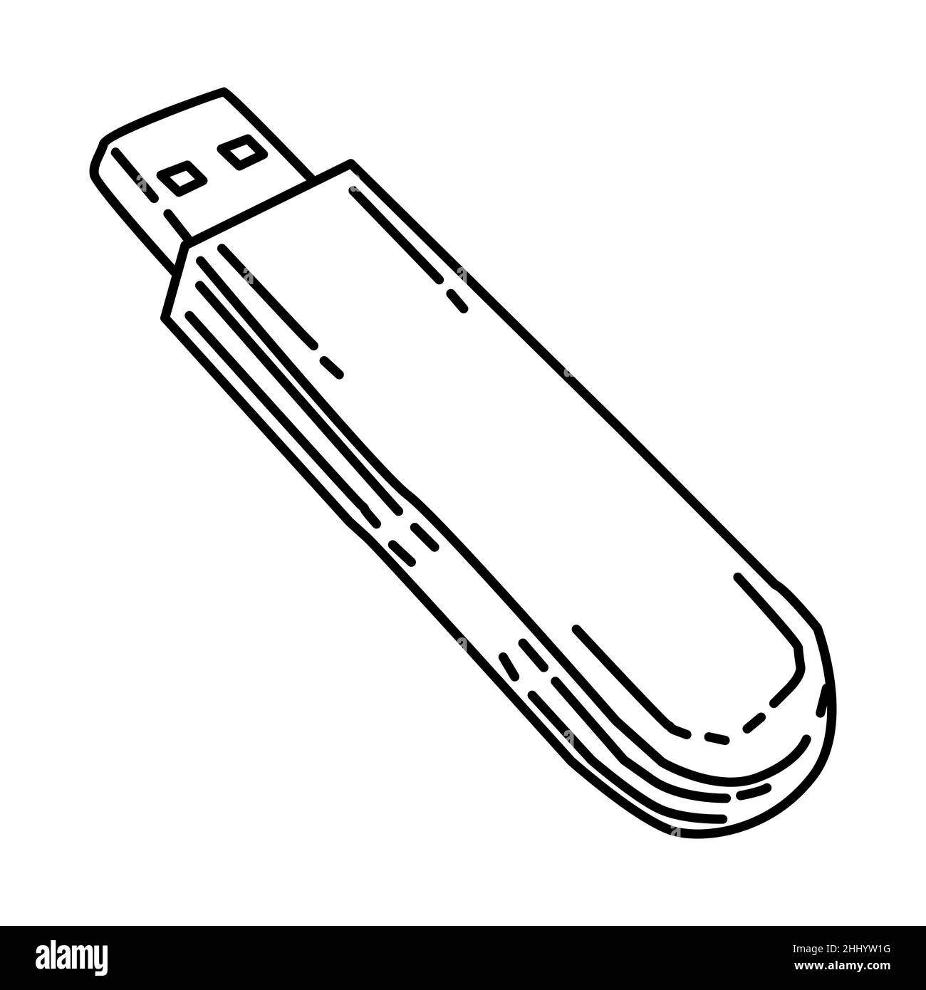 USB Flash Disk Part of Electronic for Office Device Hand Drawn Icon Set ...