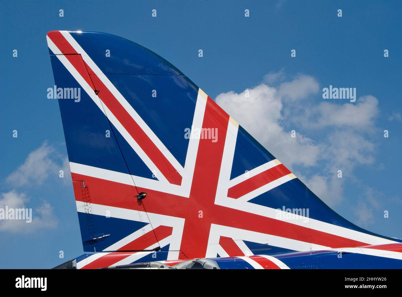 Hawk Rudder painted with Union flag Stock Photo - Alamy
