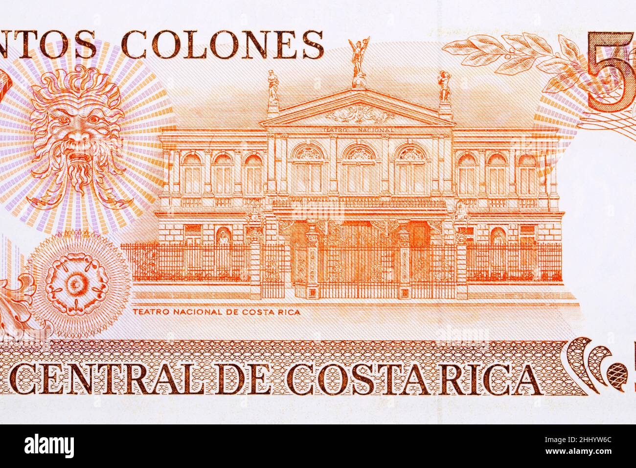 National theatre from old Costa Rican money - Colones Stock Photo - Alamy