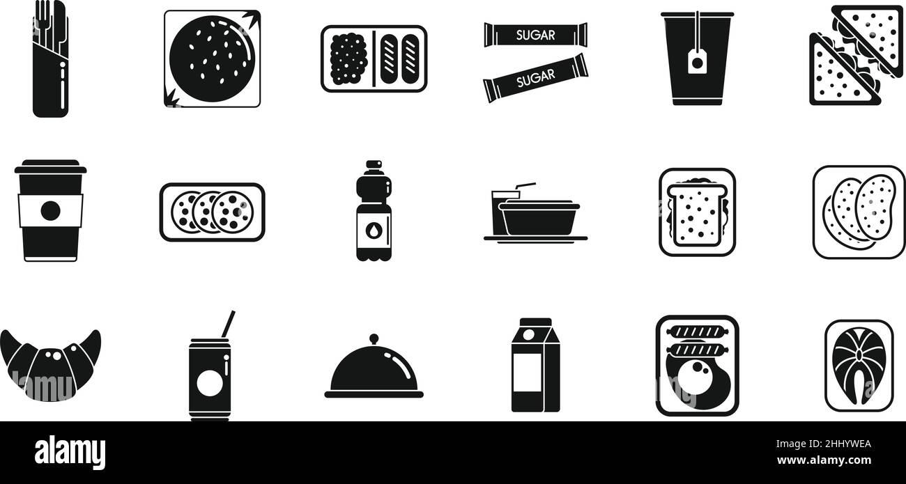 Airline food icons set simple vector. Inflight meal Stock Vector Image ...