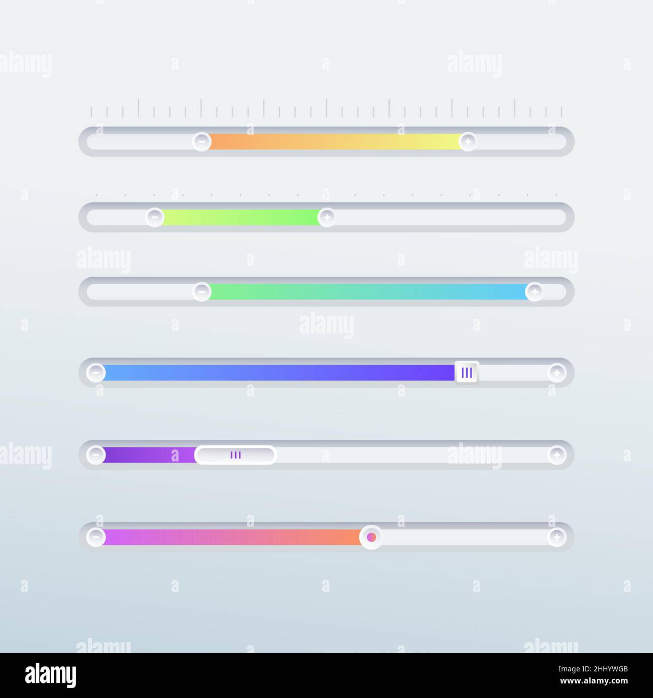 Gradient colorful sliders set Vector illustration Stock Vector Image ...