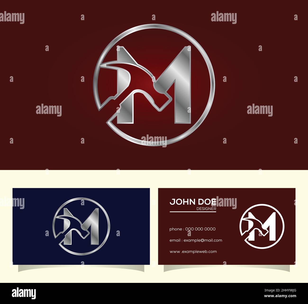 Initial M monogram letter alphabet with a Hammer. Repair, renovation ...