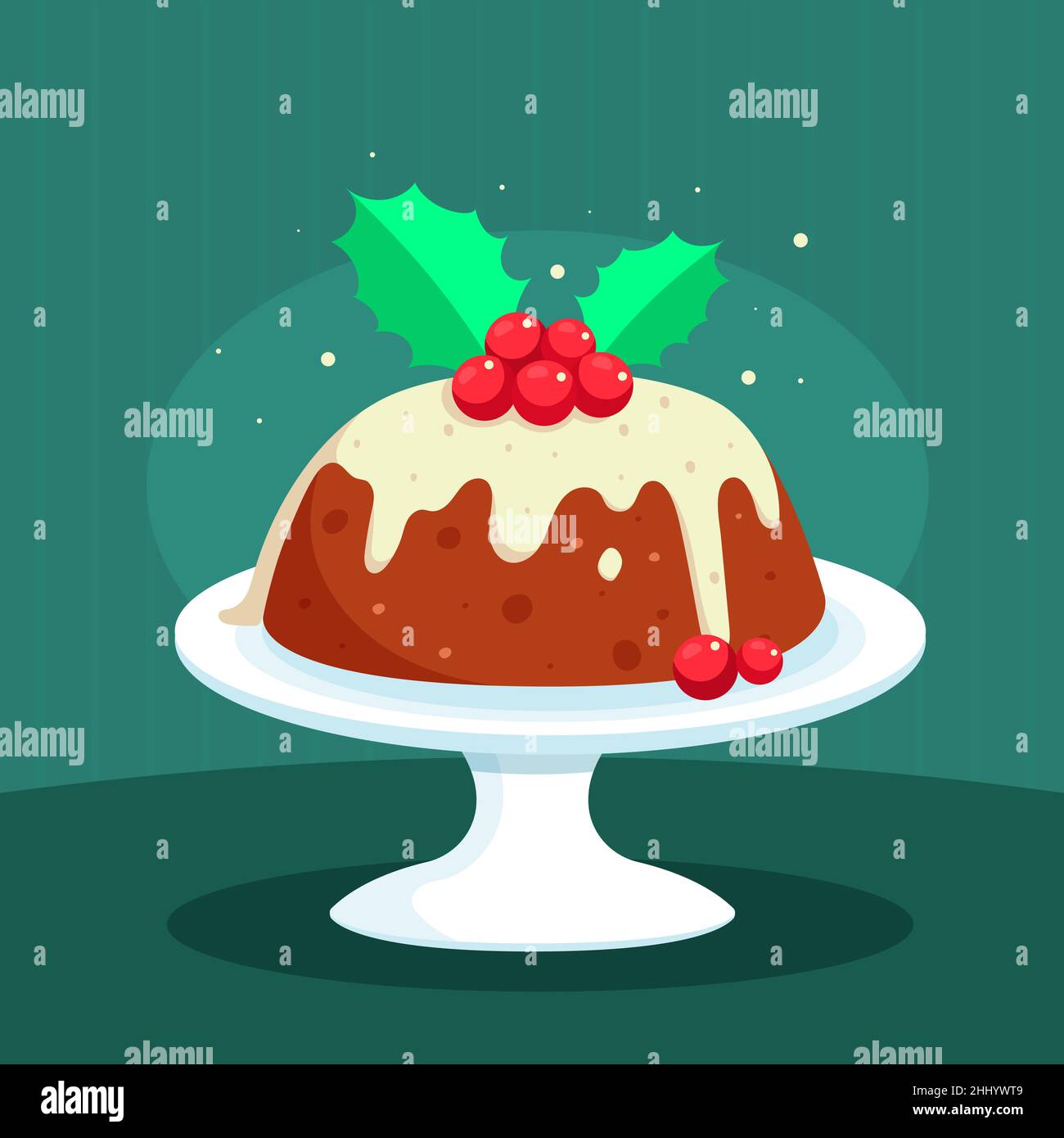 Flat christmas pudding illustration Vector illustration Stock Vector ...
