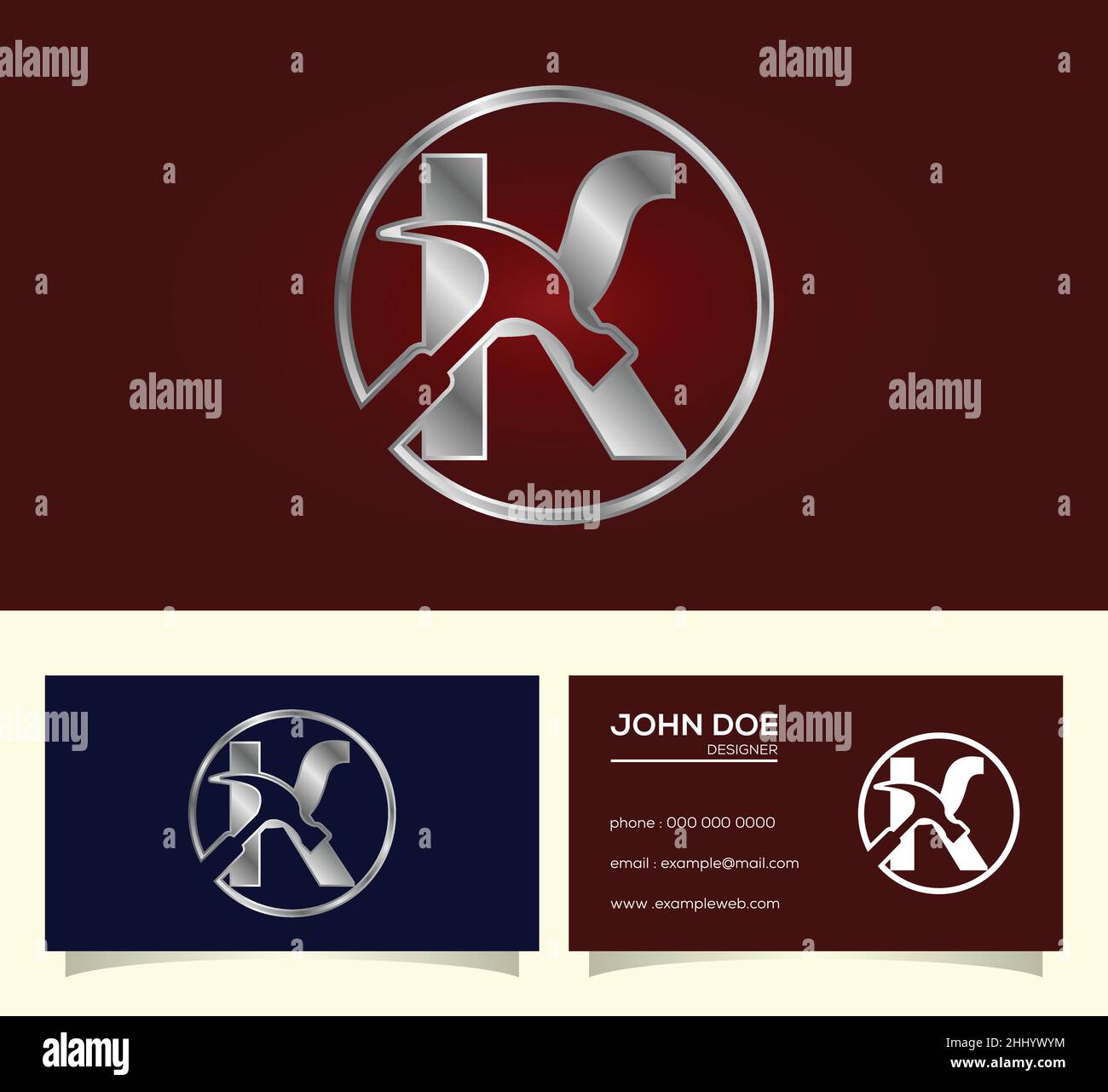 Initial K monogram letter alphabet with a Hammer. Repair, renovation, and construction logo ...