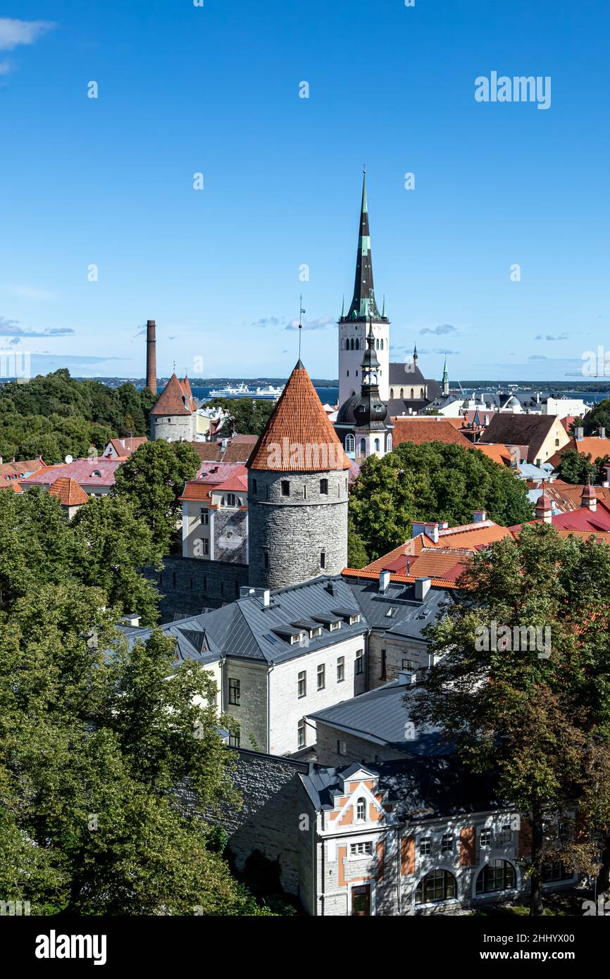 Talinn, Estonia, View of the old town from Kohtuotsa viewing platform ...