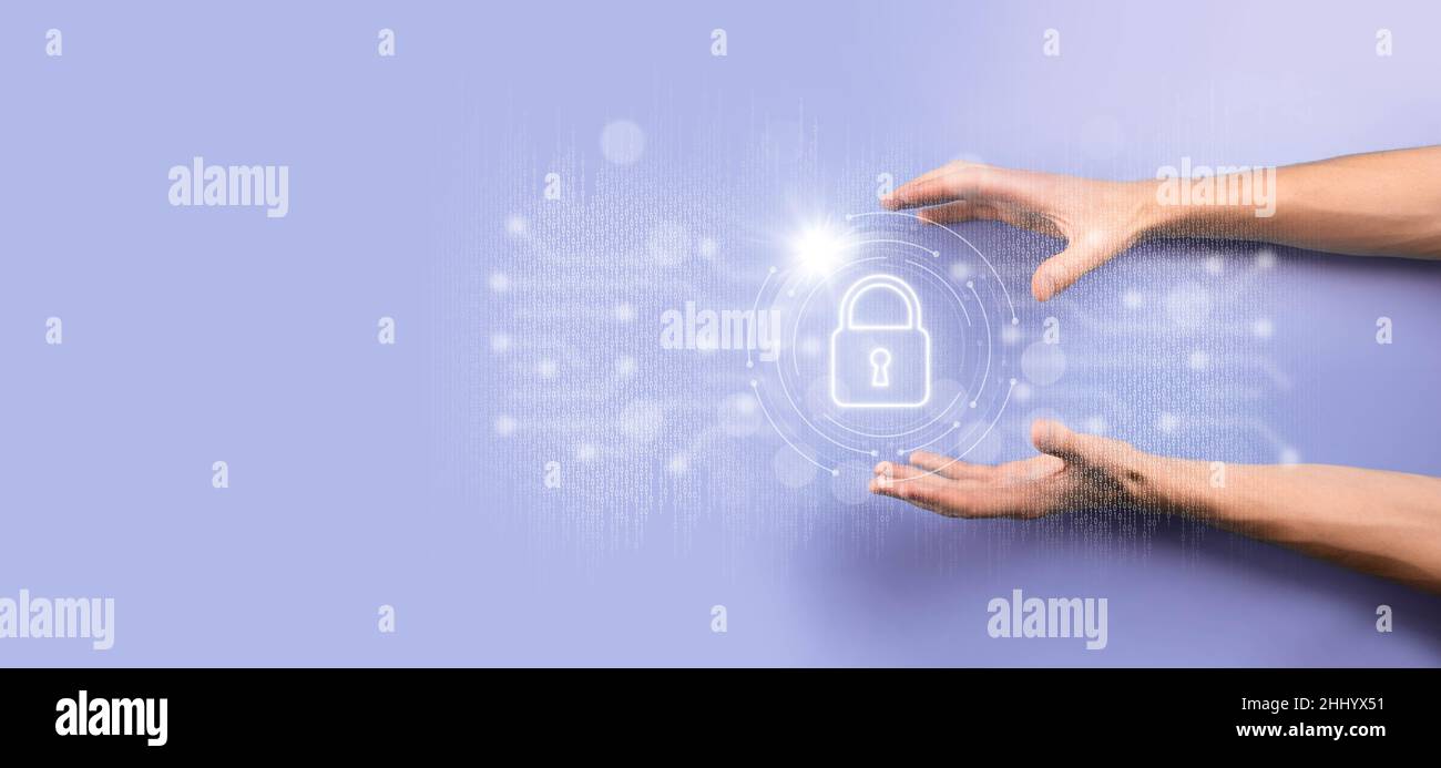 Cyber security network. Padlock icon and internet technology networking ...