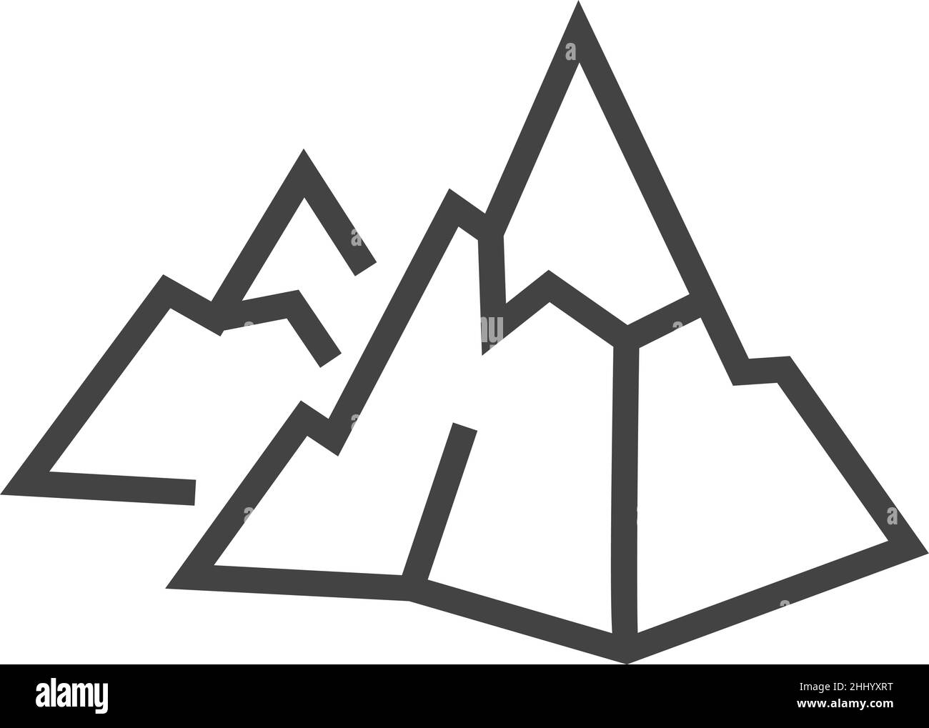 Mountains icon. High peaks in linear style. Mountaineering logo Stock ...